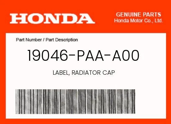 HONDA GENUINE LABEL, Radiator Cap - 19046-Paa-A00 $4.90 - PicClick CA