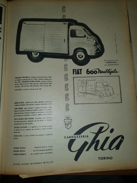 GHIA FIAT 600 Multipla Torino - Vecchia Pubblicita' Advert -Tt1 EUR 7 ...