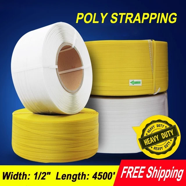 STRAPPING PACKAGING BANDING Roll 1/2" W 4500' L Poly (PP) Pallet Strap ...