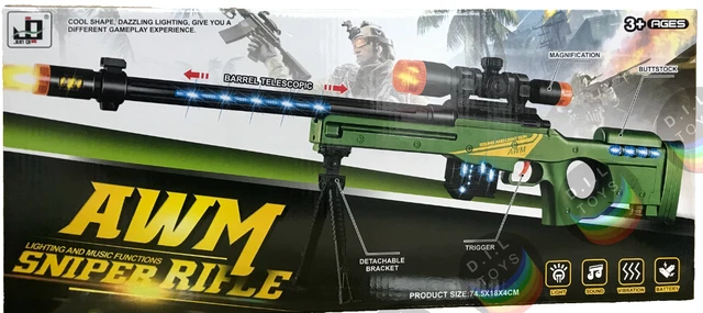 KIDS TOY AWM Gun Sniper Rifle Light Vibration Sound Effect 75 cm Long ...