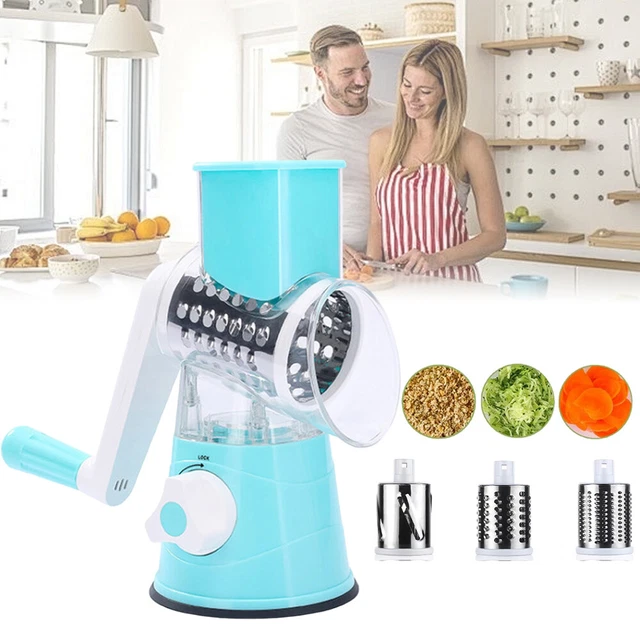 ROTARY FOOD SLICER Chopper Cheese Grater Fruit Vegetable Shredder 3 ...