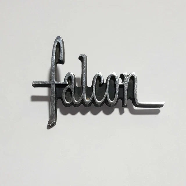 FORD &FALCON& SCRIPT Emblem Vintage Original Metal Fender Boot Bonnet ...