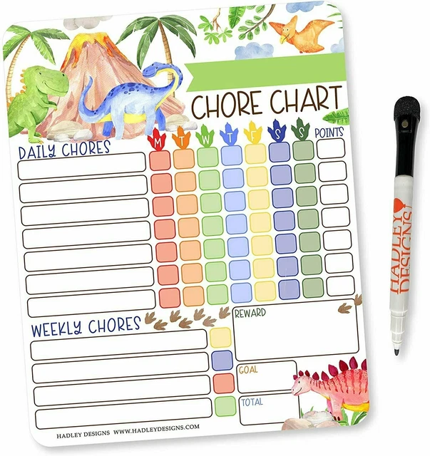DINOSAUR KIDS CHORE Chart Magnetic, Reward Chart for Kids, Good ...