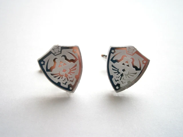 LEGEND OF ZELDA Cuff links Ocarina of Time Hylian Shield Cosplay mirror ...