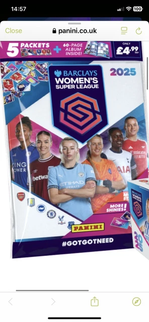 PANINI ALBUM COMPLETION WSL 2025 Shezza £18.26 - PicClick UK