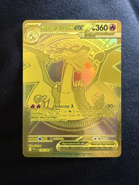 MEGA CHARIZARD X ex Gold Hyper Rare 130/094 Pokemon Phantasmal Flames ...