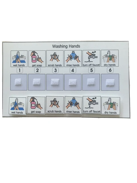 BOY WASHING HANDS Sequence Chart Visual Aid pecs Special Needs Autism ...