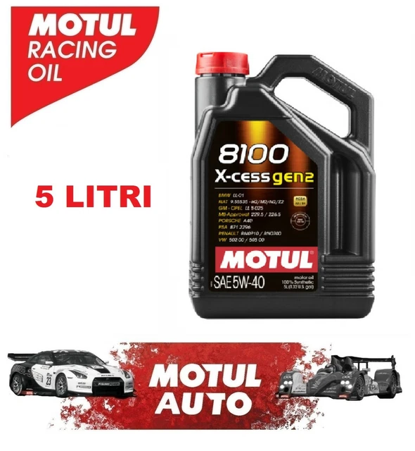 5 LT OLIO MOTORE AUTO 8100 X-cess GEN2 5W-40 MOTUL 100% SINTETICO ACEA ...
