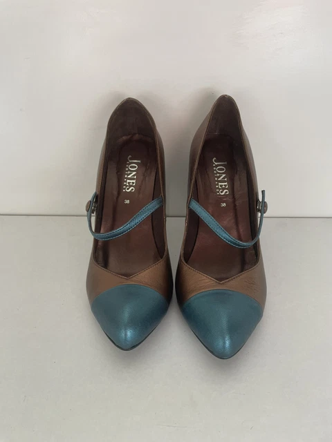 JONES BOOTMAKER TEAL Bronze Stiletto Heels UK 5 Party Wedding £20.00 ...