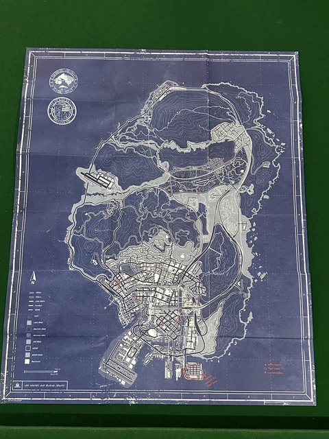 GRAND THEFT AUTO V GTA 5 Blueprint Los Santos Map | Free AU Postage $80 ...