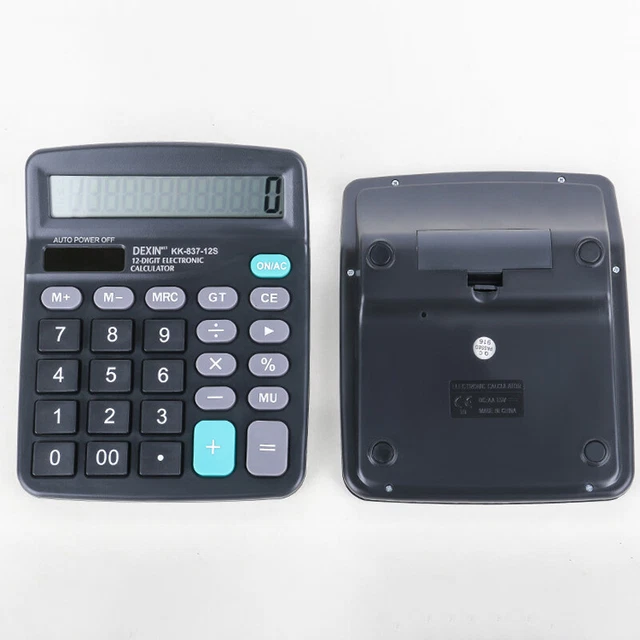 12 DIGITS ELECTRONIC Calculator Solar Calculator Dual Power Desktop ...