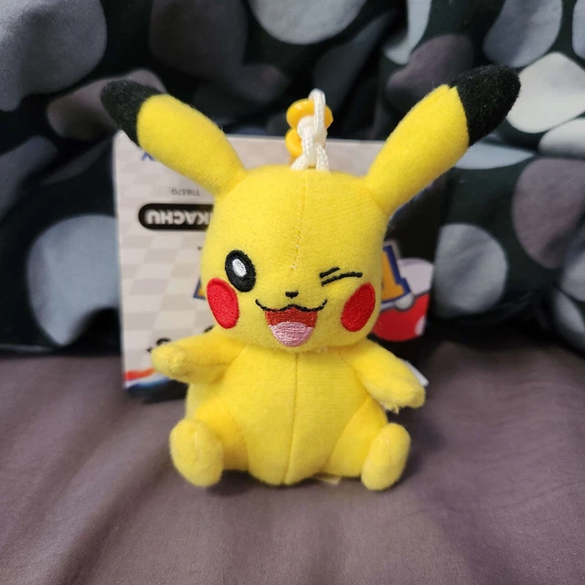 TOMY POKEMON PIKACHU Plush Toy Backpack Clip Key Chain 3" Soft Plush ...