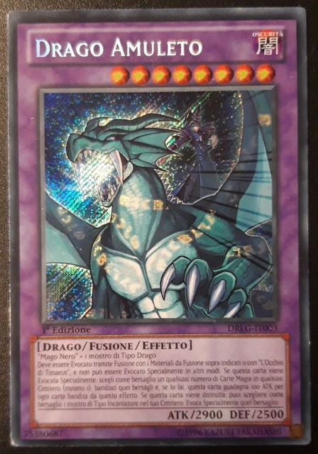 CARTA YU-GI-OH! DRAGO Amuleto DRLG-IT003 - Secret Rare - 1° Edizione ...