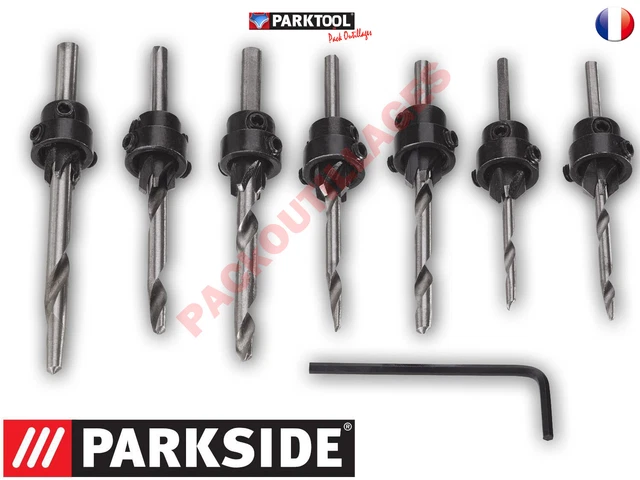 PARKSIDE® EMBOUTS POUR perceuse fraises coniques pour le bois 7 Pieces ...