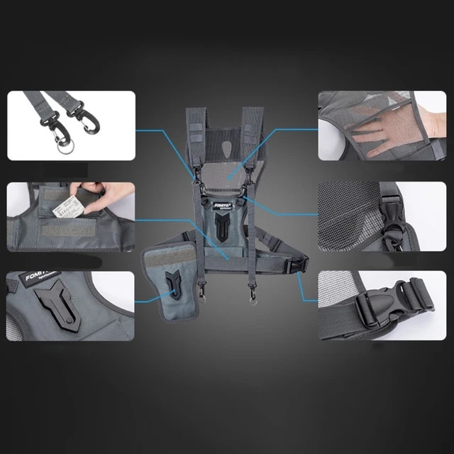 TWO 2 CAMERA Carrying Chest Harness System Vests Quick Straps with Side ...