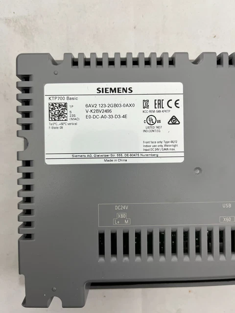 SIEMENS SIMATIC HMI KTP700 Basic 6AV2123-2GB03-0AX0 Touch Panel, 7" TFT ...