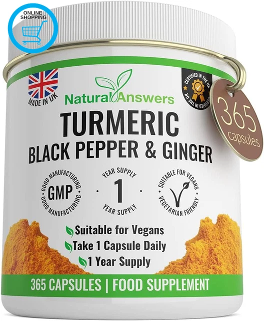 365 TURMERIC, BLACK Pepper & Ginger Capsules - High Strength Turmeric ...