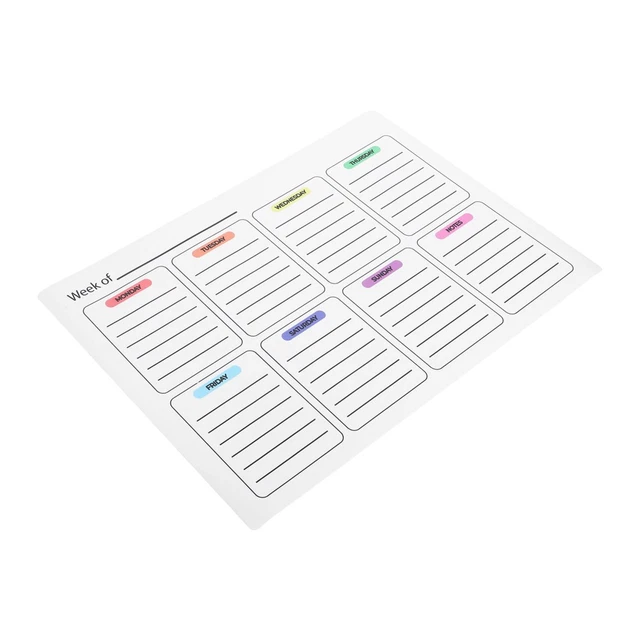 WEEKLY PLAN DRY Erase Whiteboard Stickers Removable Dry-erase Erasable ...