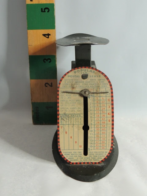 VINTAGE USPS POPULAR Metal Tin Postal Scale, 0-1 Lb Antique Postage ...