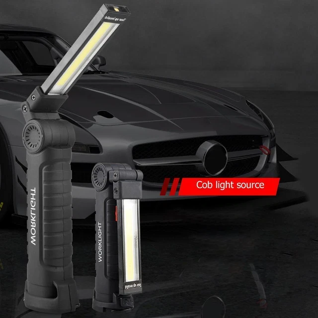 PORTABLE COB FLASHLIGHT Rechargeable Work Camping Torch Folding Night ...