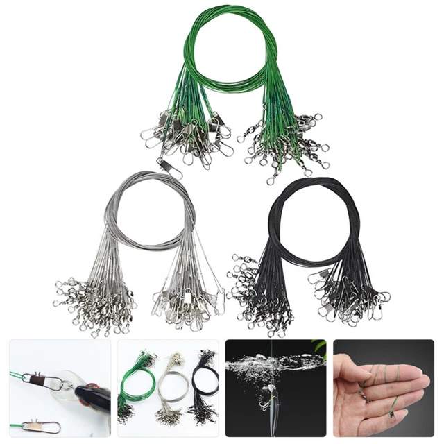 75 PZ ATTREZZI da pesca leader filo conduttore linee rotanti metallo ...
