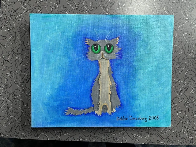 RESCUE CAT ORIGINAL Oil Painting - Feline Portrait by Artist Debbie ...
