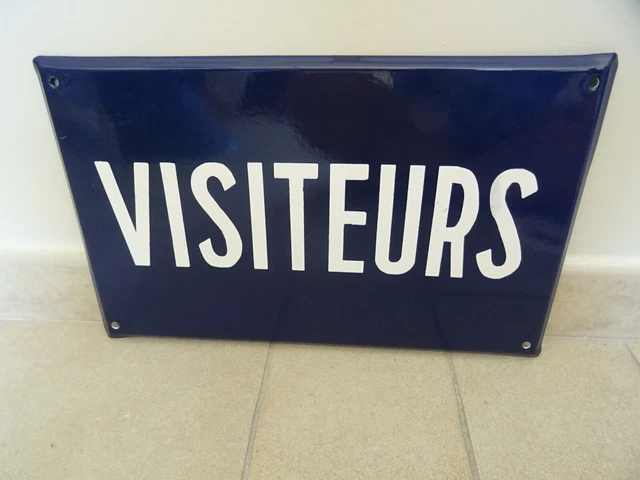 PLAQUE ÉMAILLÉE ANCIENNE VISITEURS old enamel VISITORS EUR 130,00 - PicClick FR