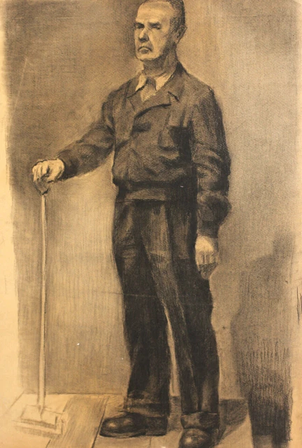 ANTIQUE ORIGINAL PENCIL drawing old men figure £137.48 - PicClick UK