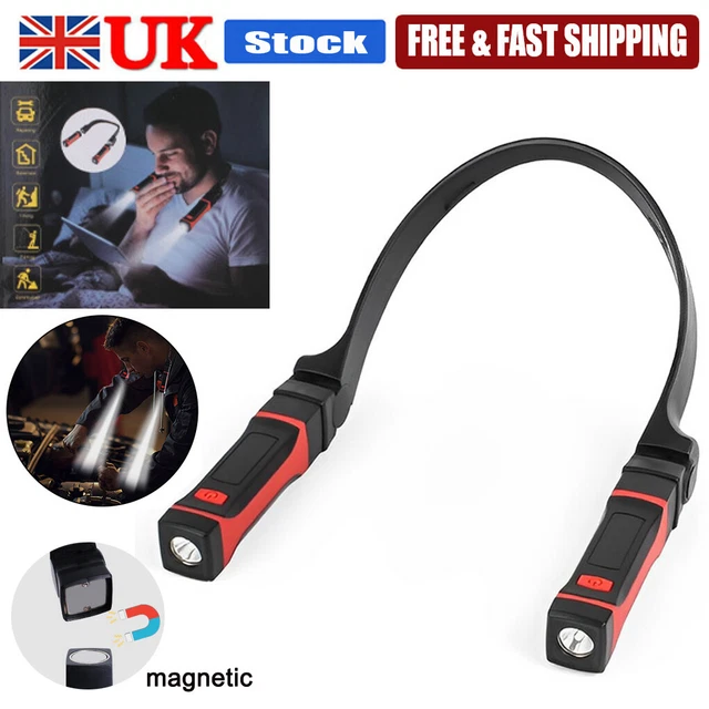 HANDS-FREE BRIGHT LED Lamp Rechargeable & Removable Magnetic Head Neck ...