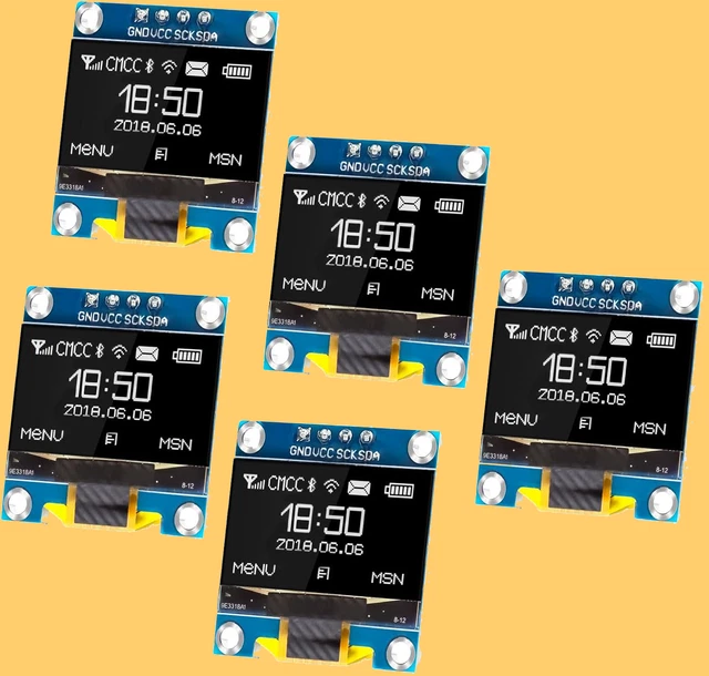 5pcs 096 Zoll Oled Display Modul 128 X 64 Pixel Spi Arduino Esp Weiß