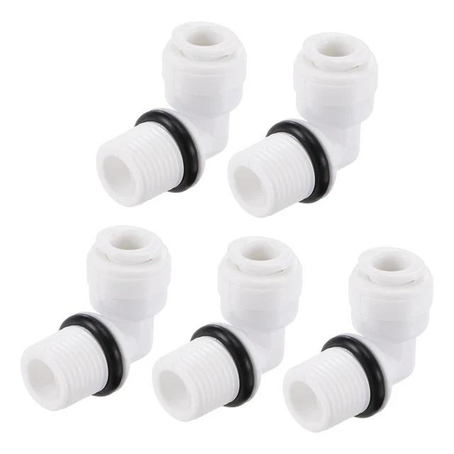 QUICK CONNECTOR G1/4 Male Thread to 1/4" Elbow Fittings 29x27mm White ...