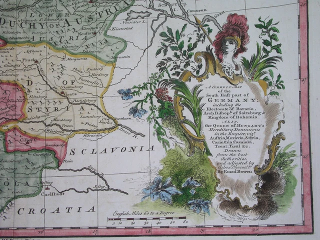 1745 NICE RARE ORIGINAL MAP BOHEMIA CZECH SLOVENIA AUSTRIA TIROL ...