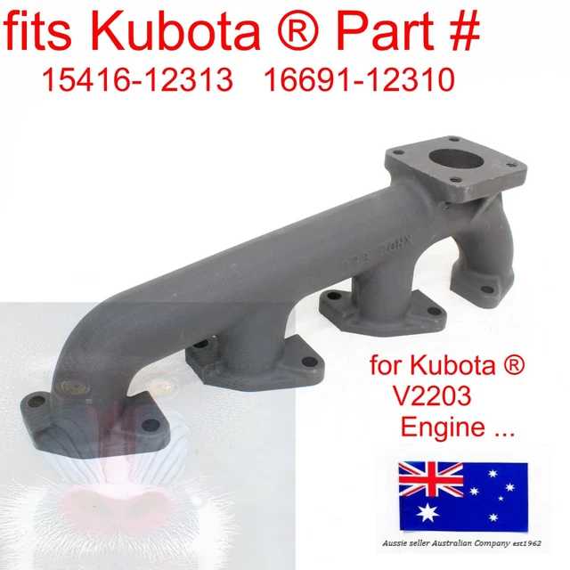 GENUINE OEM ENGINE Exhaust Manifold for Kubota V2203 15416-12313 16691 ...