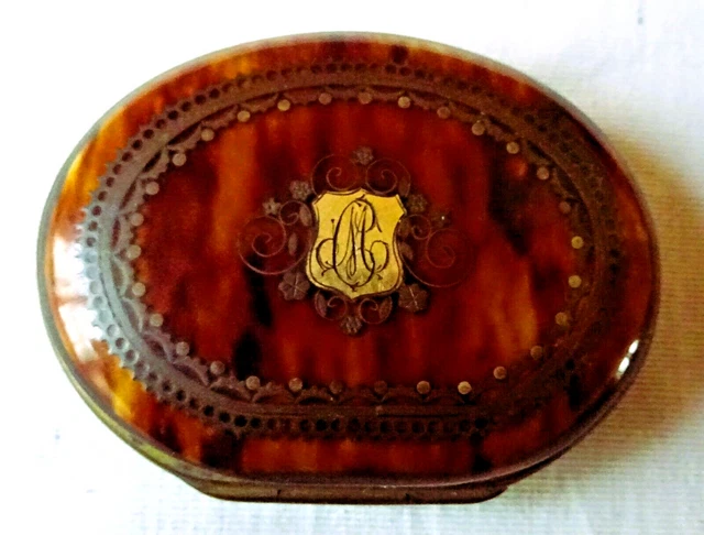 BOÎTE XIXE EN écaille avec blason EUR 68,00 - PicClick FR