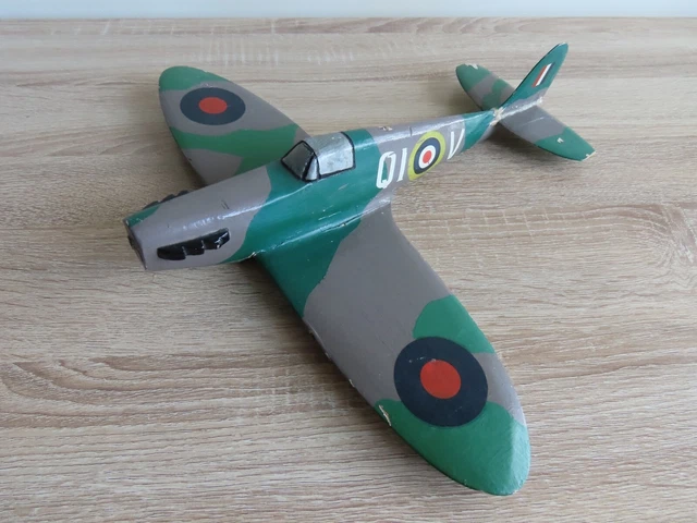 VINTAGE SCRATCH BUILT Spitfire Plane Wooden Model, WW2 Aviation Decor £ ...