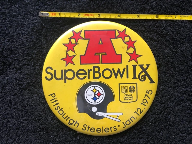 PITTSBURGH STEELERS 1974 AFC Champions 6" Pin Rückknopf ~ Super Bowl IX ...