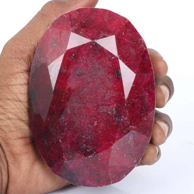 LOOSE LARGE RED Ruby 592 Ct. Natural Oval Cut Faceted Color Enhanced ...