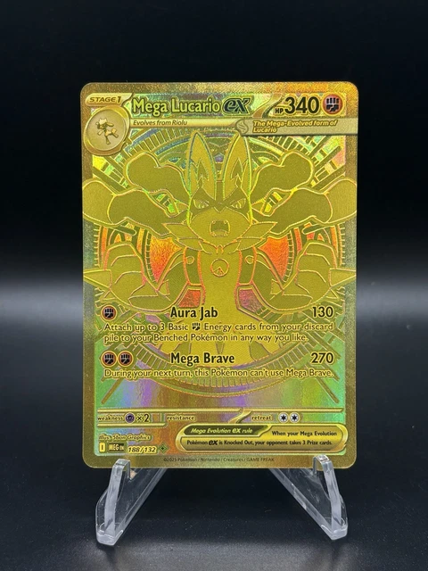 POKÉMON TCG MEGA Lucario EX Gold Mega Evolutions Card 188/132 Secret ...