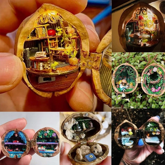 MINIATUR-PUPPENHAUS-KIT WINZIGE WELT im Inneren Walnüsse Geburtstags ...