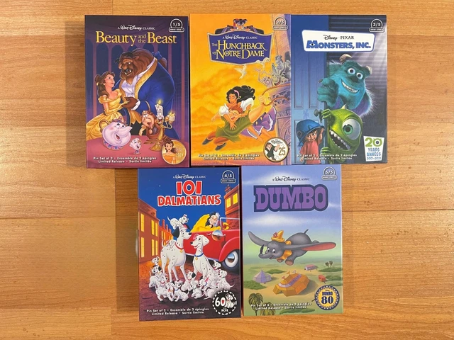 DISNEY COMPLETE SET of Series 1-5 VHS Boxes that contain 2 pins in each ...