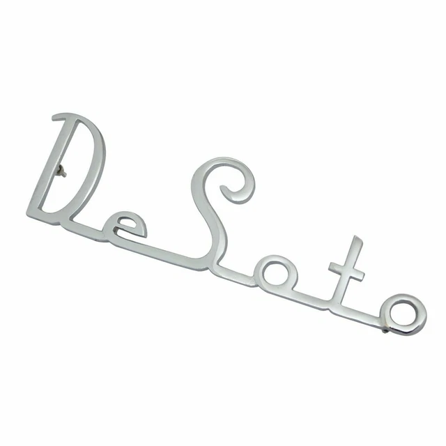 VINTAGE CAR DESOTO Script Badge Emblem Decal Brass Chrome Plated $46.60 ...