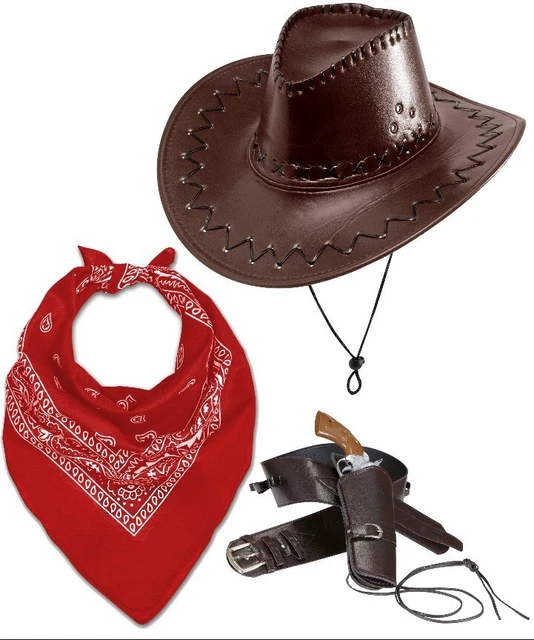 ADULT WILD WEST Cowboy Hat Bandana Western Holster & Belt Fancy Dress ...