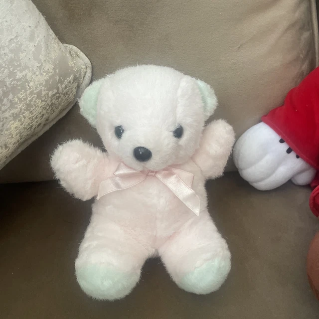 VINTAGE ADAMS MINT Pink Green Teddy Bear Soft Toy - 7" Approx £19.99 ...