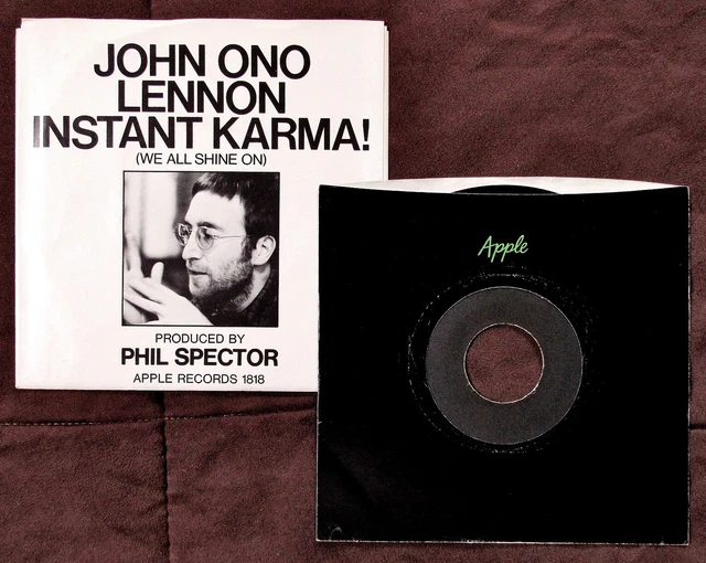 45 1970 JOHN Lennon Instant Karma lié aux Beatles ! PROMO unilatérale ...