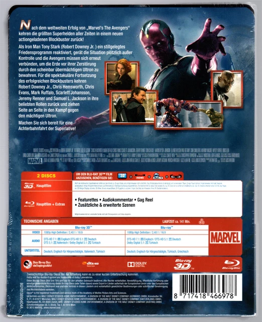 AVENGERS: AGE OF Ultron, Infinity War, Endgame Blu-Ray Steelbook Set ...