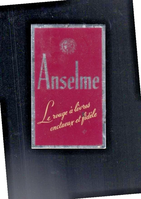 PLAQUE DE VERRE publicitaire ancienne ANSELME ROUGE A LEVRE ONCTUEUX ...