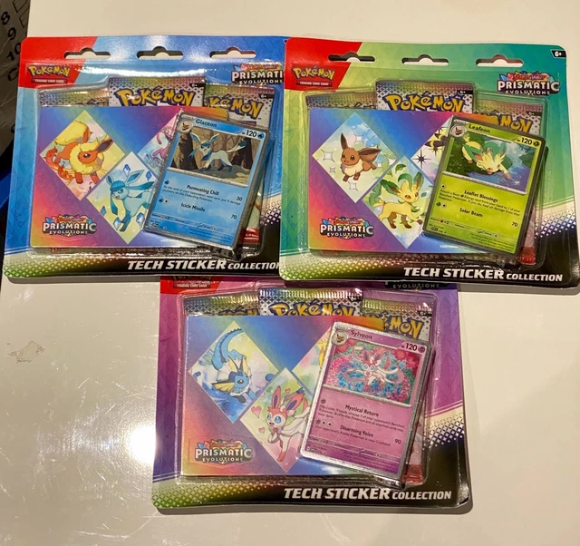 3 POKEMON PRISMATIC Evolutions Tech Sticker Collection | Art Set | 9 ...