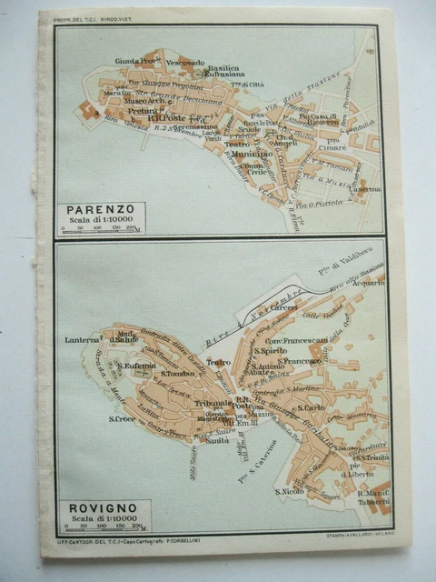 STAMPA ANTICA OLD print MAPPA PIANTA TOPOGRAFICA PARENZO POREC ROVIGNO ...