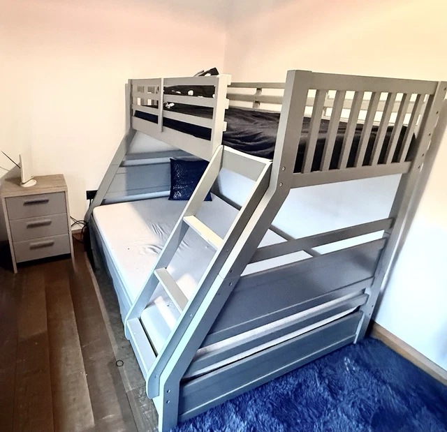SINGLE OVER DOUBLE Bunk Bed with Includes Two Mattress and Storage ...