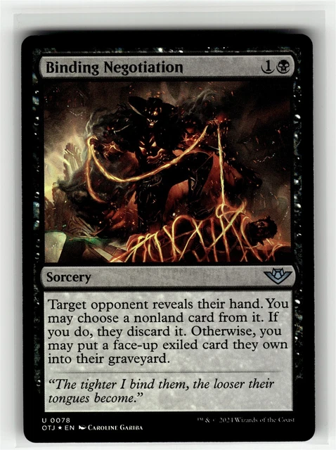 BINDING NEGOTIATION (78) Outlaws of Thunder Junction OTJ (FOIL) NEUF ...